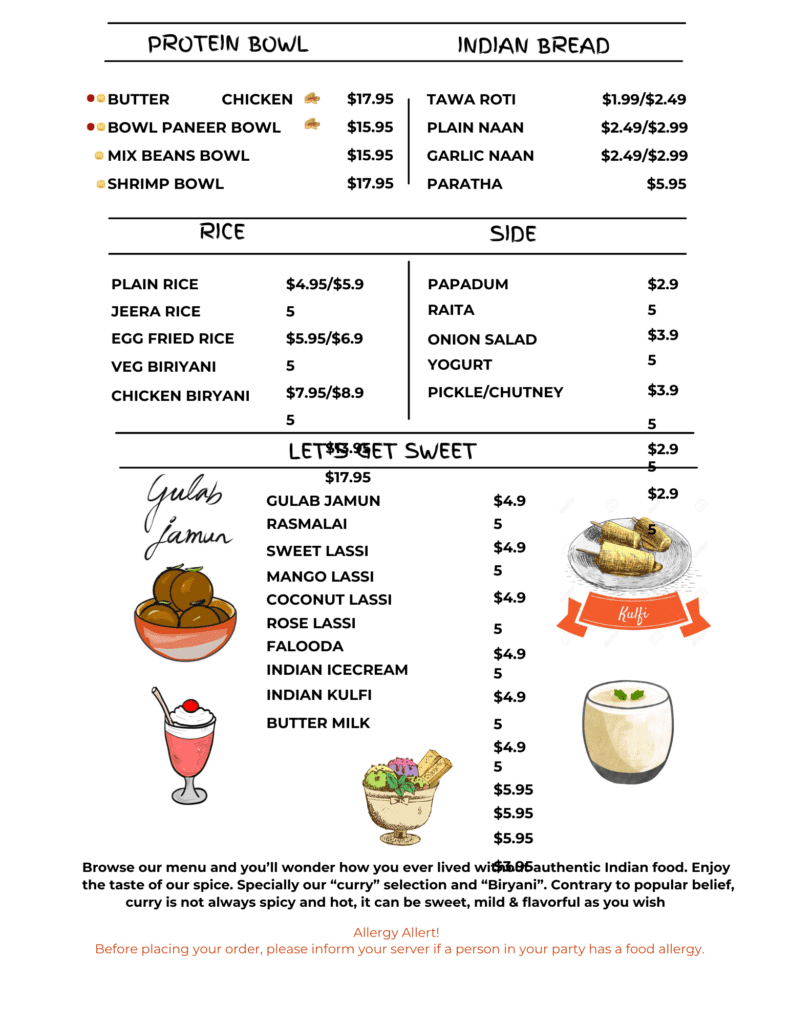Menu - Maitreya Indian Authentic cuisine